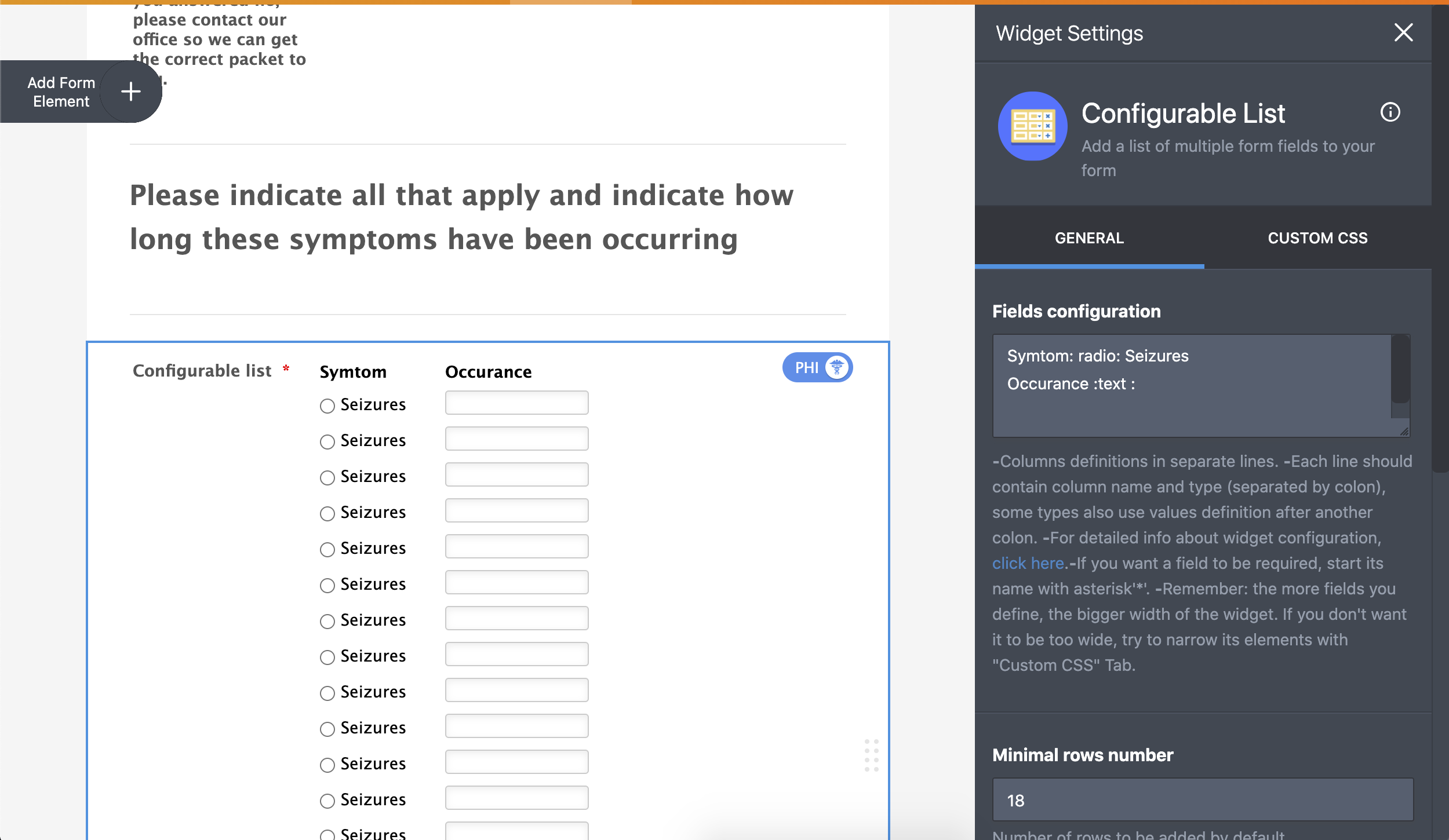Configurable List Widget